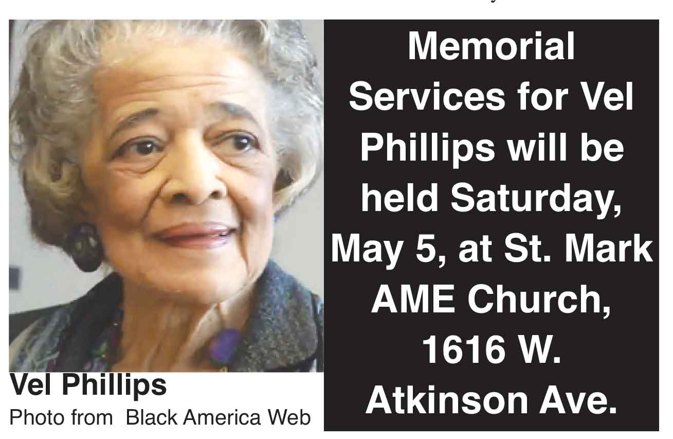 Memorial Service for Vel Phillips - Milwaukee Community Journal